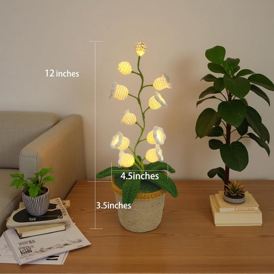 Lelietje-van-Dalen nachtlampje - gehaakt design - LED - draadloos - wit ...