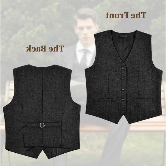 Formele Heren Kostuum Mouwloze V-hals Vest van Katoen en Tweed met ...