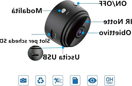 Mini-camera bewakingscamera draadloos verborgen wifi 1080P binnen ...