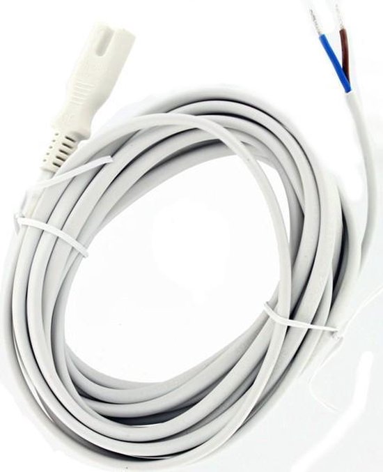 C7 stroomkabel met open eind - 2x 0,75mm / wit - 5 meter | bol