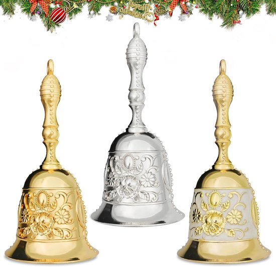 Klassieke handbel set van 3 stuks - Kerstbel, receptiebel en bel voor ...
