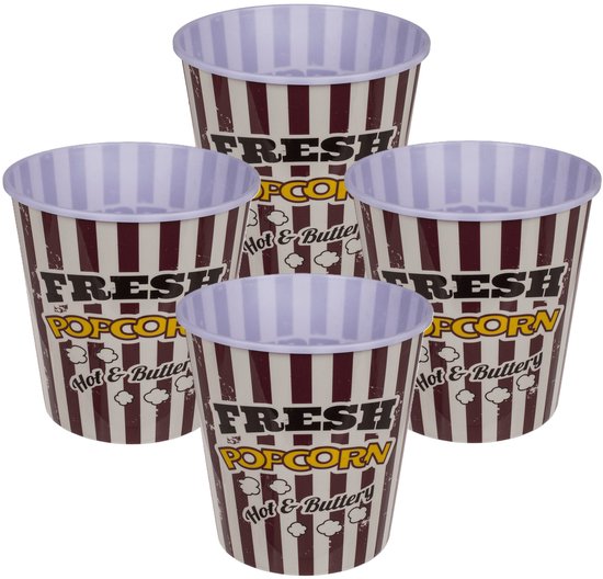 Out of the Blue Popcorn bak - 10x - rood/wit - kunststof - D17,5 cm - 5 ...