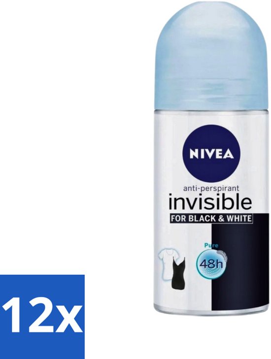 Nivea - Deodorant - Roller - Black & White Invisible Pure - 50 ml - Voordeelverpakking... | bol