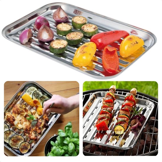 Cheqo® Barbecue Grillplaat RVS - BBQ Bakplaat - Grillrooster Barbecue ...