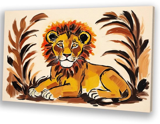Kleurrijke leeuw met expressieve manen - Leeuw canvaskunst - Canvas ...
