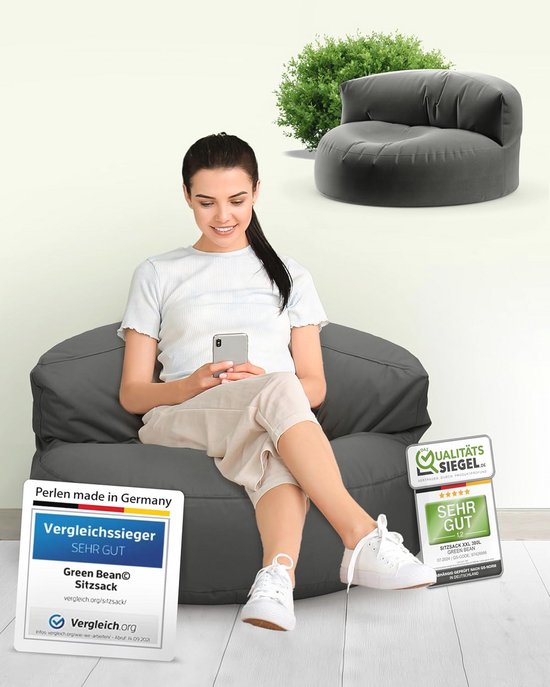 Lounge Zitzak Bank met Ergonomische Rugleuning en Wasbare Overtrek - 90 ...
