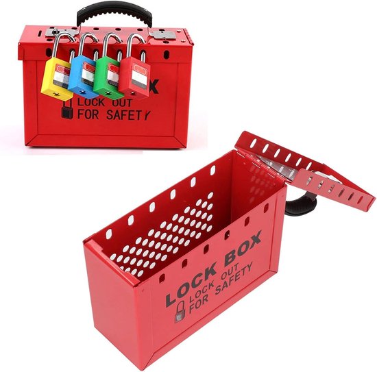 Lockout Tagout Box Large Group Lock Box Portable Group Safety Padlock ...