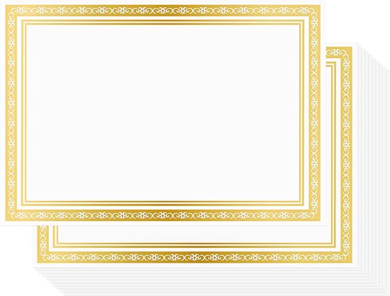 Blank Certificaat Papier Met Gouden Rand - 50 Vellen A4 Oorkonde Papier ...
