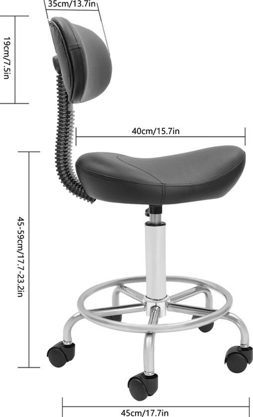 Collox Zadelkruk met rugleuning - Barstoel - Hefzadelkruk - In hoogte ...