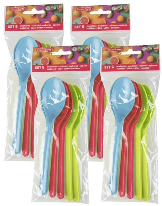 Plasticforte Lepels - kunststof - 24x - herbruikbaar plastic - 19 cm ...