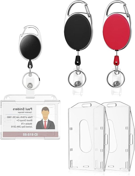 2 Hard Plastic Card Holders - 2 Soft ID Card Holders - Transparent Hard ...
