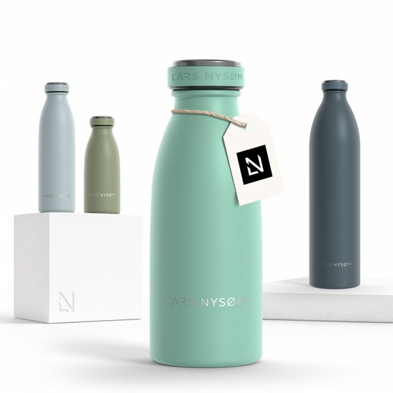 LARS NYSØM Ren Roestvrijstalen drinkfles 350ml - BPA-vrij geïsoleerde waterfles 0,35... | bol