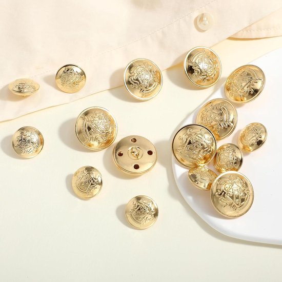 Metalen Blazer-Knoppenset - 16 stuks, 2 maten, zonder naaien ...