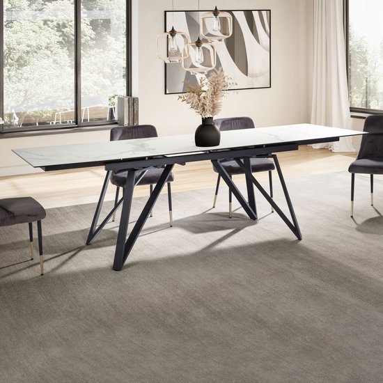 Grote moderne eettafel - rechthoekige tafel - marmeren look tafel ...
