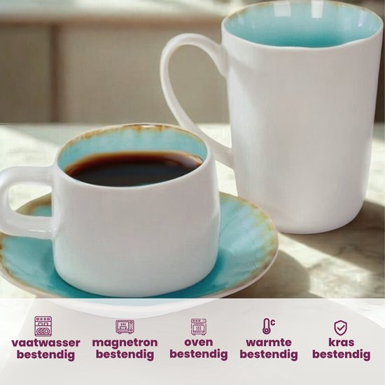Cosy & Trendy Mokken / Bekers Laguna Azzurro – 390 ml – 4 stuks – Bevat ...