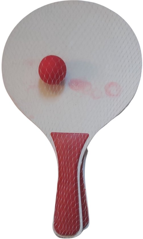 Beachball set - hout - strandspeelgoed - strand tennis set , Rood | bol