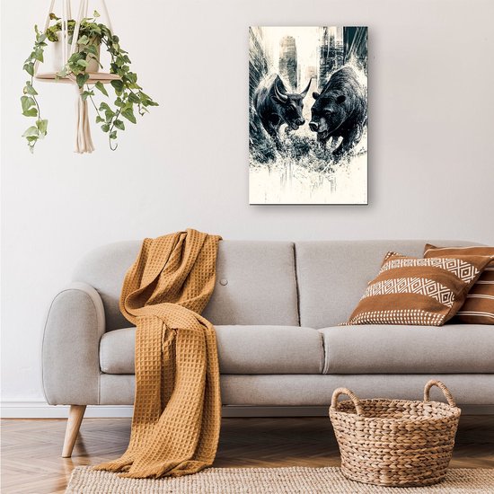 Strijd tussen stier en beer - Contrasten poster - Wanddecoratie dieren ...