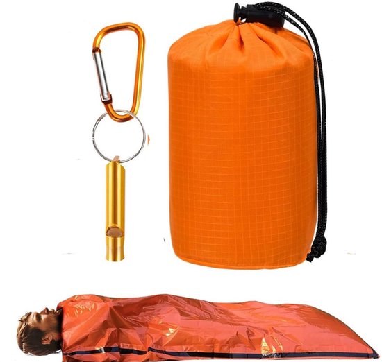 2-delige set - 1 PE slaapzak + 1 fluitje - Noodslaapzak - Nooddeken - Waterdichte... | bol
