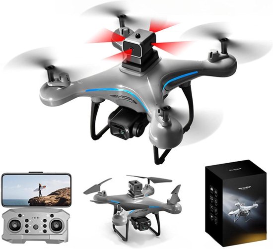 Mini-drone met Camera 4K Selfie-drone HD Dubbele Lens 50x Zoom 4-weg ...