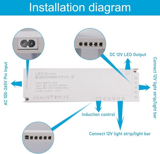 Transformator 12V Dimbaar 100W 230V Naar 12V Voeding LED-Driver Voor G4 ...