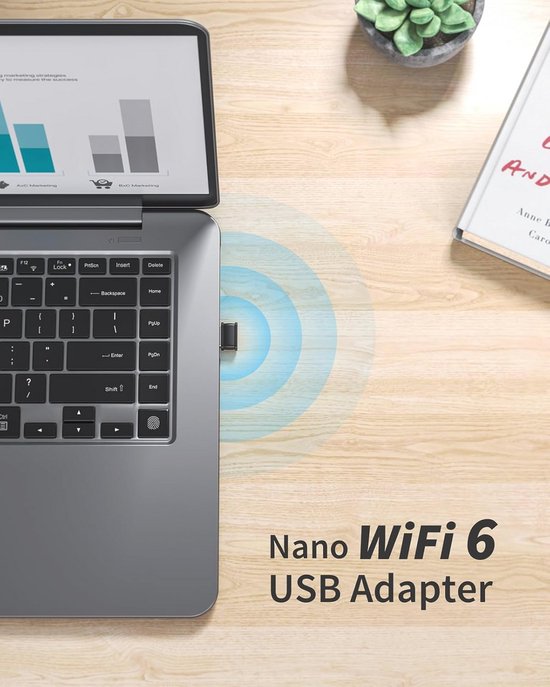 USB WiFi 6 Adapter voor Desktop en Laptop - Draadloze Nano Dongle met 286 Mbps | bol