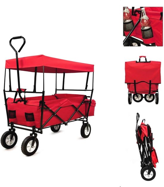 Opvouwbare strandwagen met dak voor tuin en camping - max. 80 kg | bol