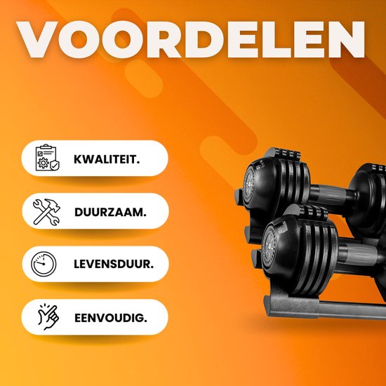 Verstelbare Halters - Halterset van 10 kg met Rek - Snel Verstelbare ...