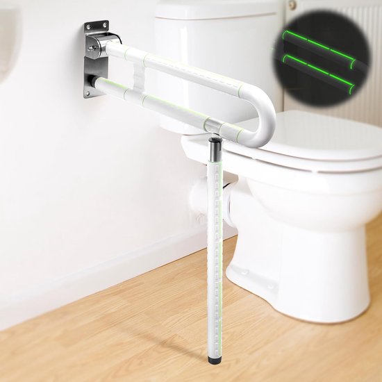 Mindervalide Toiletbeugel - Antislip, Opvouwbaar, RVS - Wit | bol