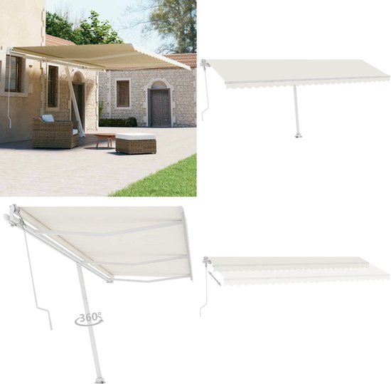 vidaXL Luifel vrijstaand automatisch 600x300 cm crèmekleurig ...