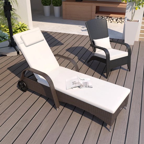 Tuin Rotan Ligstoel - Zonnebed Luxe - Verstelbaar Ligbed - Zonnebedden ...