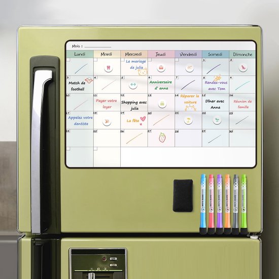 Magnetische Kalender week- en maandplanner 42x28 cm - Uitwisbaar voor ...