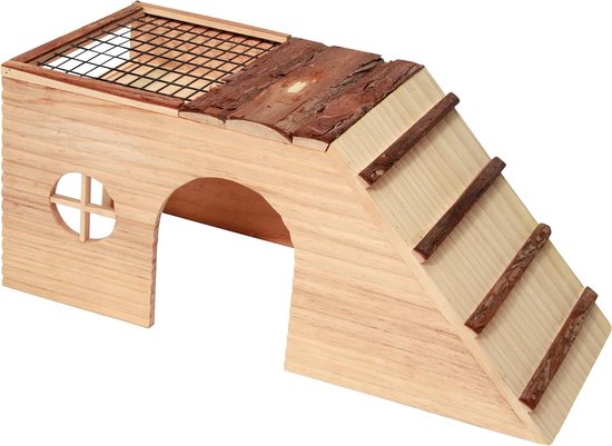 Rodent House Nature 47 x 22 x 20 cm with Ramp and Integrated Feeding ...