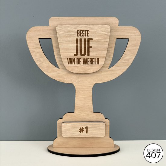 Design407 - Trofee Beste Juf / #1 - 18 x 15 cm - Beker - Kampioen ...