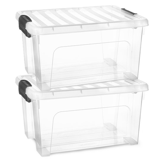 Plasticforte Multi Storage Opslagbox met deksel - 2x - transparant - 16 ...
