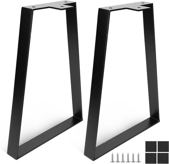 40 cm zwarte trapeziumvormige metalen tafelpoten - set van 4 met ...