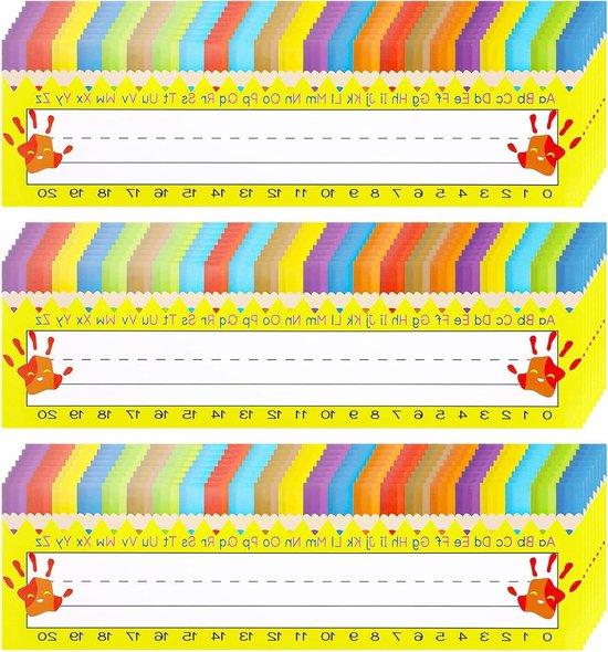 60Pcs Desk Name Plates for Students with Colored Pencils Pattern and ...