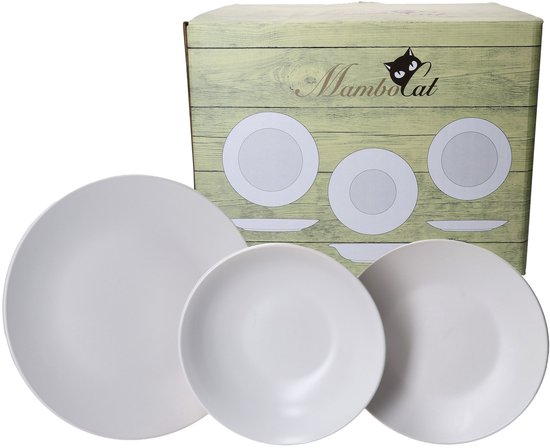 18-delige bordenset White Biata voor 6 personen wit mat steengoed | bol