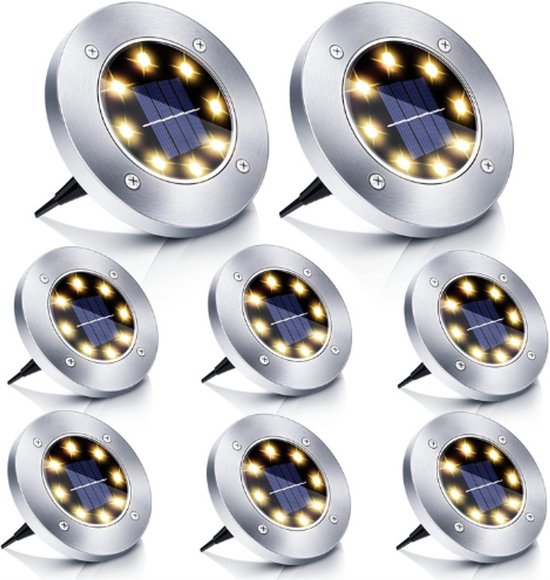 8 Solar Led Buiten Tuin Grondlampen - Waterdicht - Buiten Solar Lampen ...