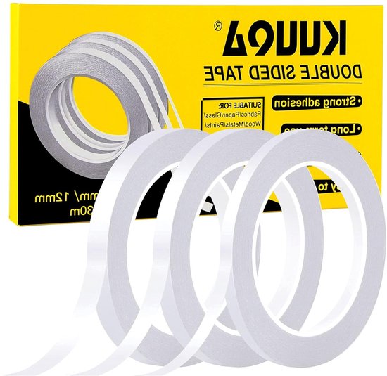 3 rollen dubbelzijdig plakband - Sterk plakband voor kantoor, doe-het-zelf, handwerk... | bol