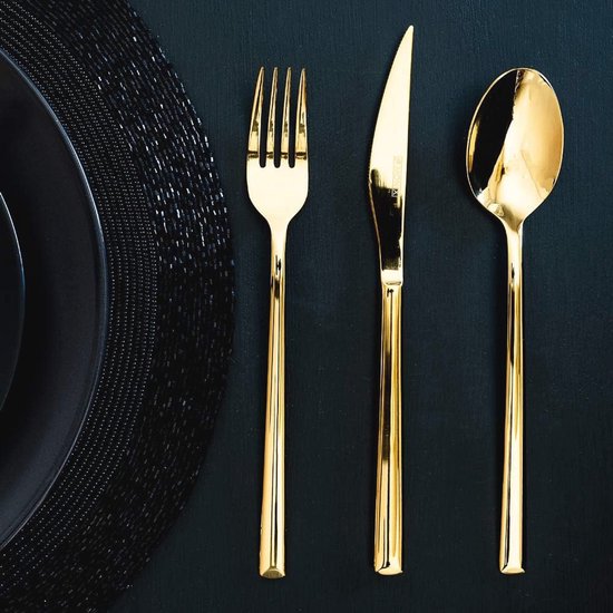 Gouden bestekset 24-delig - Roestvrij staal 18/10 met modern design ...