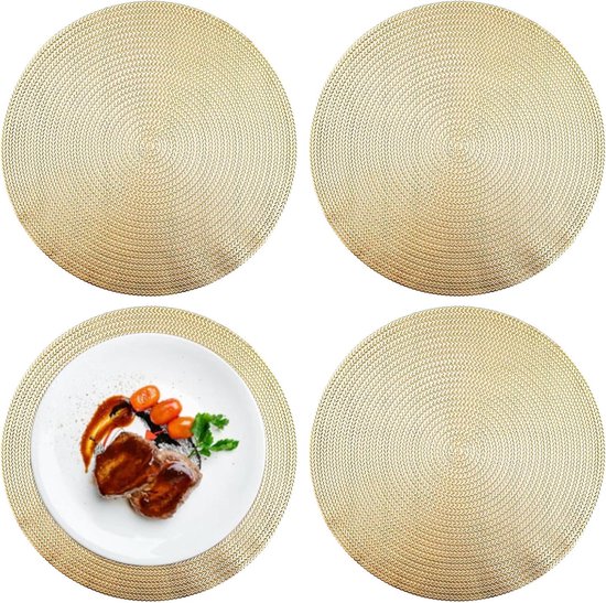 Ronde Gouden Uitgeholde Placemats - Set van 4 stuks | bol