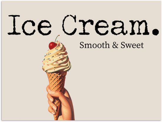 Poster 160x120 cm - Ice cream - Softijs - Kleurrijk - Kers - Posters ...