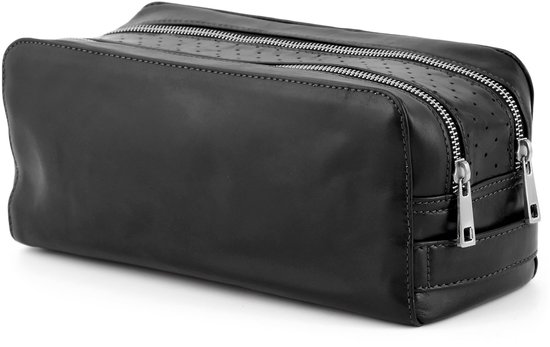 Lucleon - Heren - Zwart Leer Toilettas | bol