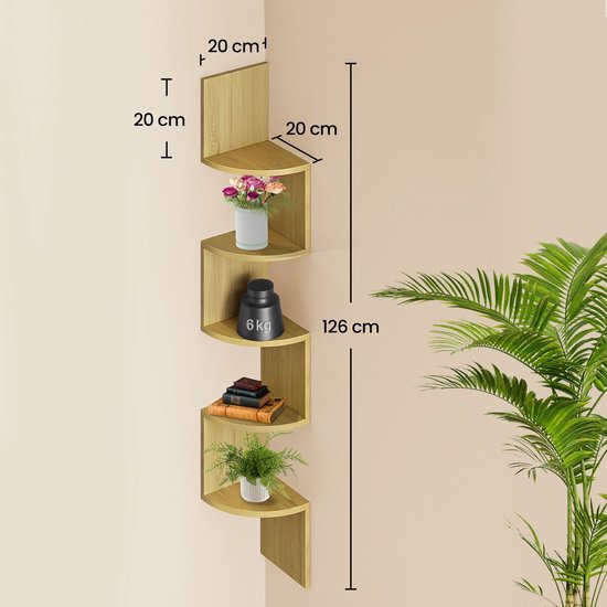 Hoekplank – Wandplank – 5 Niveaus – Zwevende Plank – Voor Boeken ...