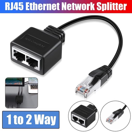 RJ45 splitter adapter - LAN ethernet koppeling voor het splitten van 1 naar 2 kabels -... | bol