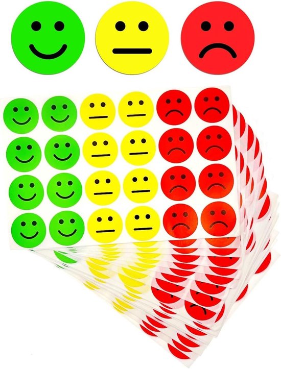 Ronde Smiley Face Stickers - Emoties, Blij, Verdrietig, Beloning ...