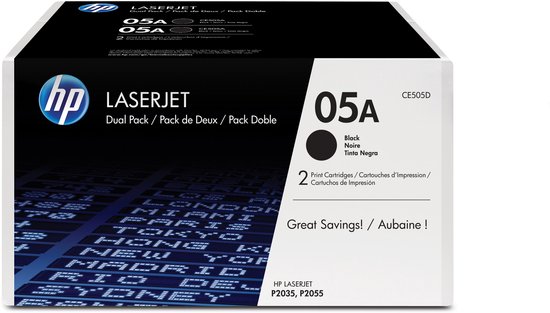 HP 05A (CE505D) - Originele Laserjet Tonercartridge - Zwart - 2 Pack | bol