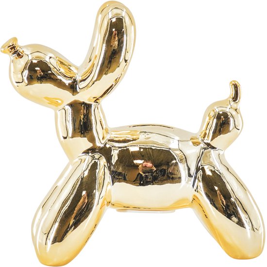 Ornament- Spaarpot Ballon Hond - Keramiek- Goud -17x7x17cm | bol