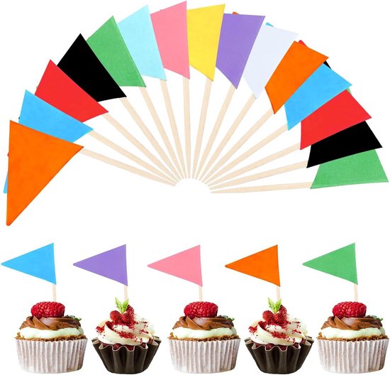 100 Flags Toothpicks Cocktail Flag Triangle Colourful Toothpick Flags ...