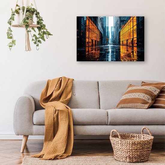 Moderne stad met reflecties - Architectuur wanddecoratie ...